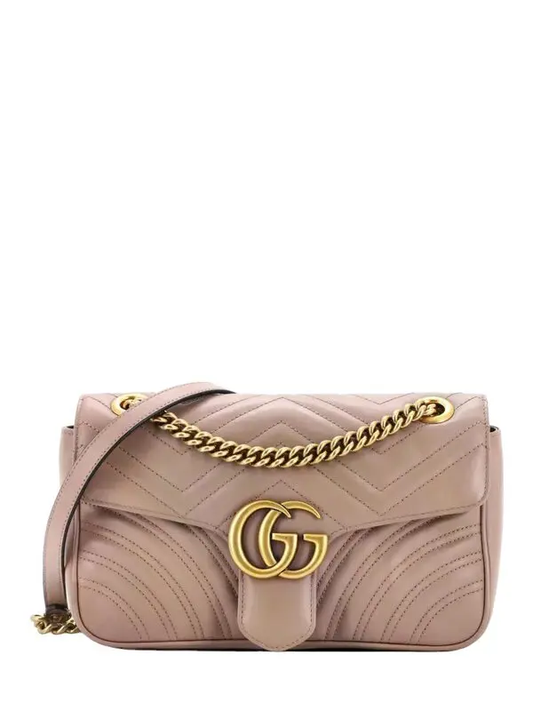 Gucci Gg Marmont Flap Bag Matelasse Leather Medium - Neutrals
