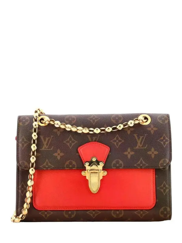 LOUIS VUITTON Victoire Handbag Monogram Canvas And Leather Shoulder Bag - Red