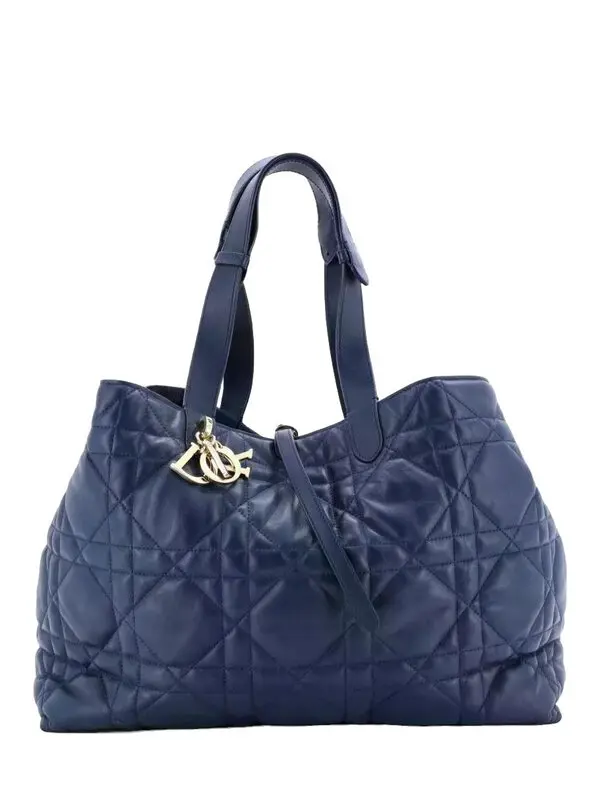 Dior Toujours Macrocannage Quilt Calfskin Large Tote Bag - Blue