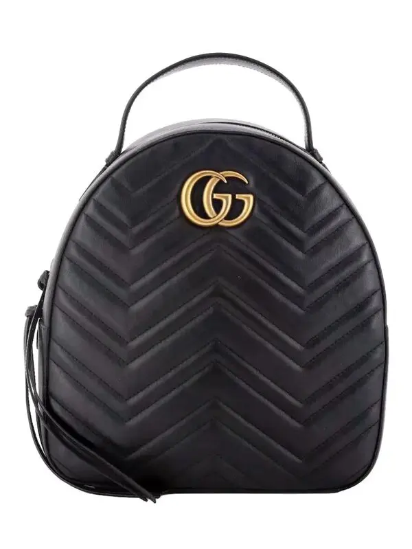 Gucci Gg Marmont Matelassé Leather Small Backpack - Black