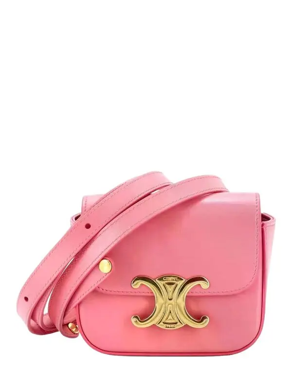 Celine Triomphe Smooth Calfskin Mini Crossbody Bag - Pink