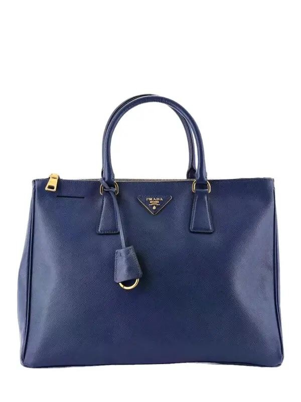 Prada Double Zip Lux Saffiano Leather Large Tote Bag - Blue