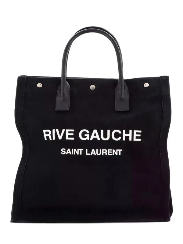 Saint Laurent Rive Gauche Shopper Canvas Tall Tote Bag - Black