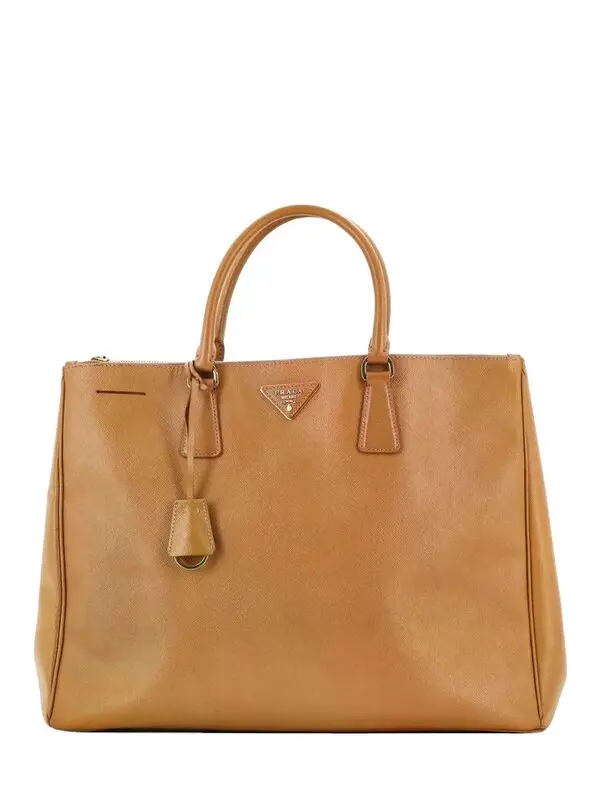 Prada Saffiano Leather Xl Double Zip Tote Bag - Brown