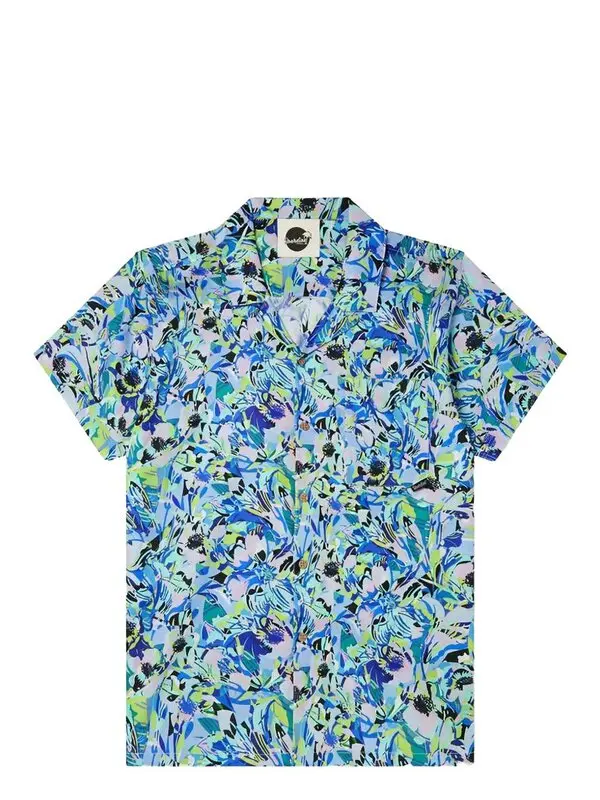 BOARDIES Amelia Camp Collar Floral Shirt - Blue