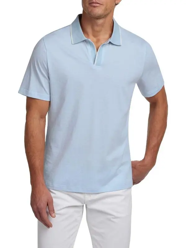 David Donahue Hemingway Cotton & Silk Polo - Sky