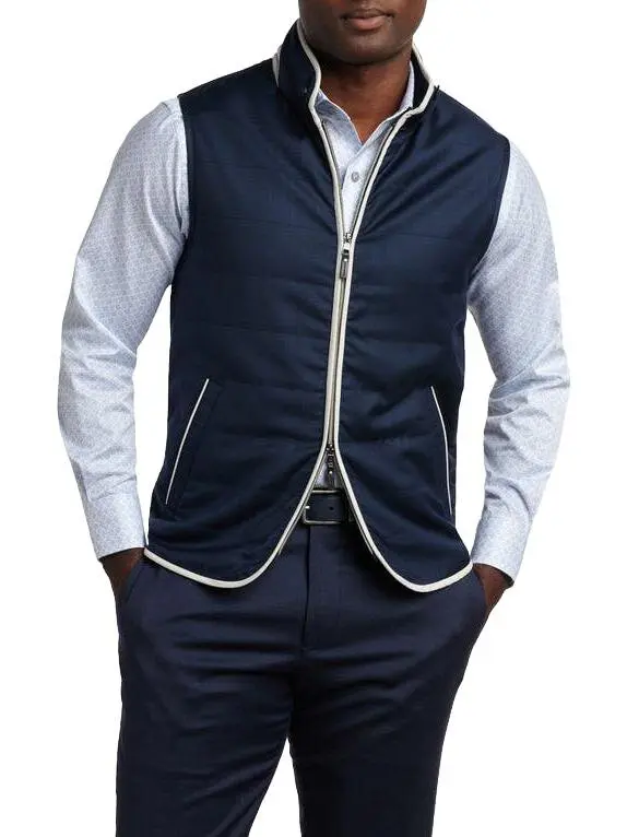 David Donahue Wool Urban Vest - Navy
