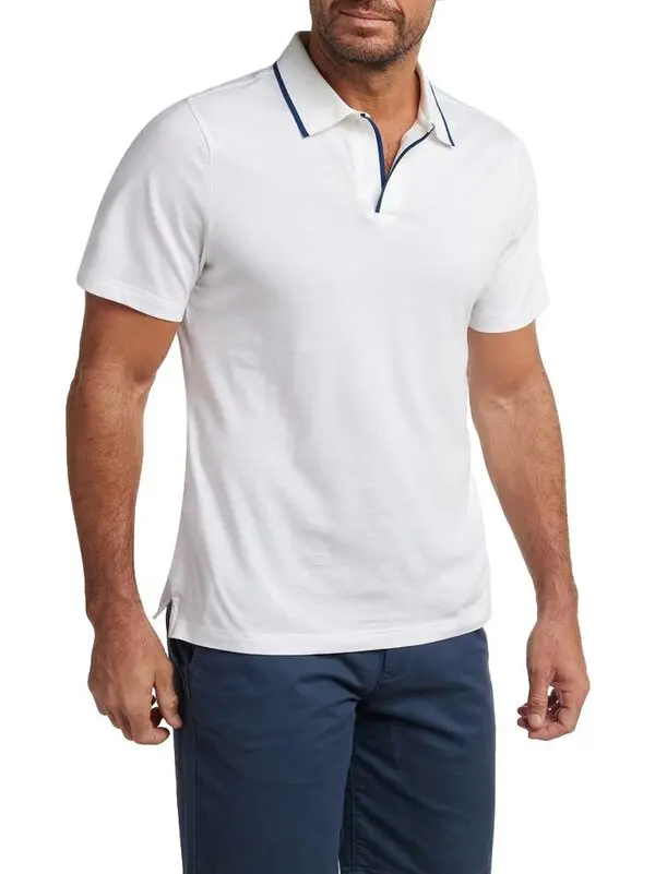 David Donahue Hemingway Cotton & Silk Polo - White