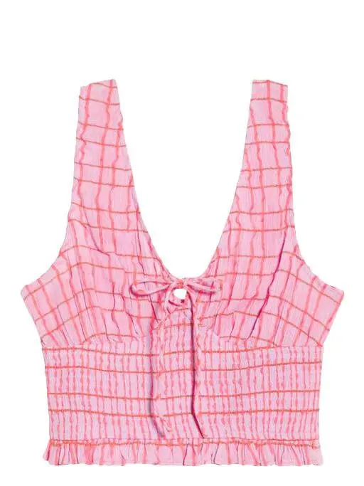 Rip Curl Paradise Check Cotton Blend Crop Tank - Pink