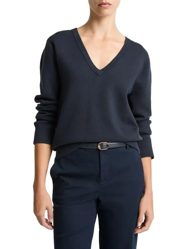 Vince Double Face V-neck Sweater - Eclipse