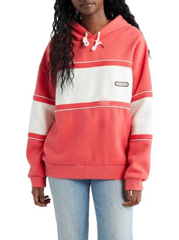 Rip Curl Striped Relaxed-fit Hoodie - Deep Red
