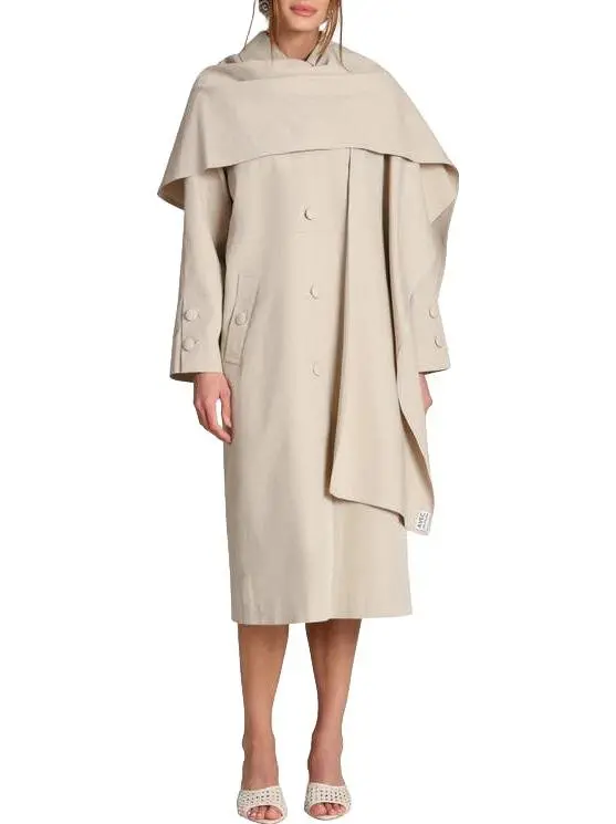 Avec Les Filles Trench Coat With Removable Scarf - Taupe