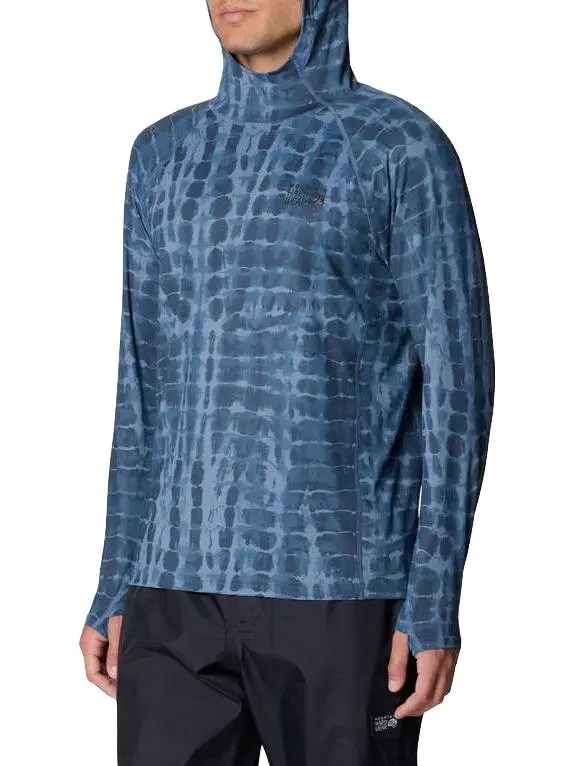 Mountain Hardwear Crater Lake Long-sleeve Hoodie - Adriatic Blue Prismatic Print