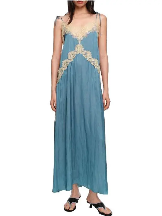 Bimba Y Lola Lace Fluid Maxi Dress - Teal