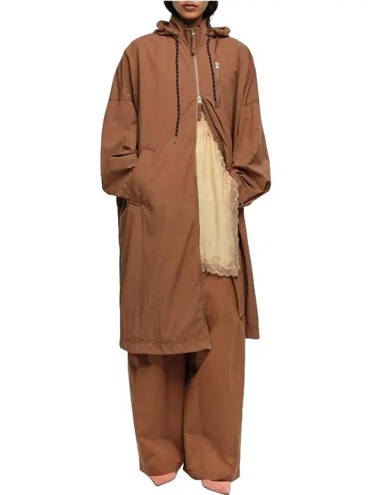 Bimba Y Lola Long Fluid Trench Coat With Hood - Light Brown