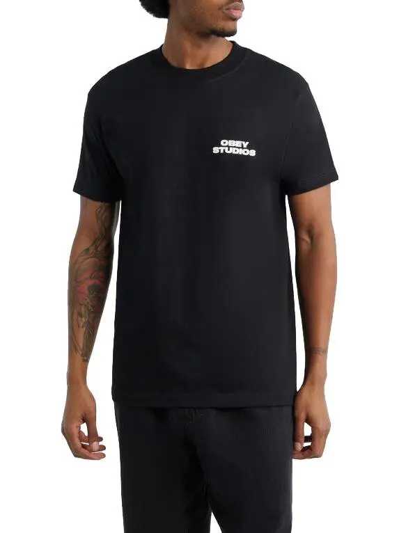 Obey Sky Face Graphic T-shirt - Black