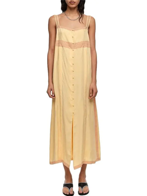 Bimba Y Lola A-line Lyocell-blend Dress With Lace Trim - Yellow