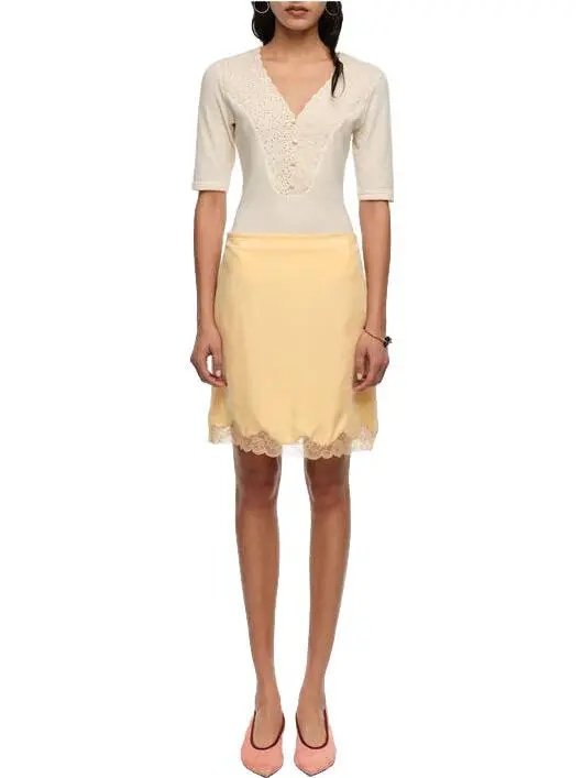 Bimba Y Lola Lace Hem Mini Skirt - Yellow