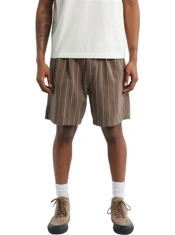Obey Foster Pleated Stripe Shorts - Canteen Multi