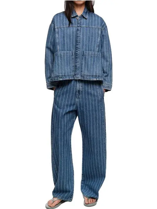 Bimba Y Lola A-line Washed Denim Jacket - Denim Blue