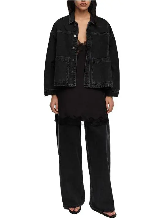 Bimba Y Lola A-line Washed Denim Jacket - Washed Black