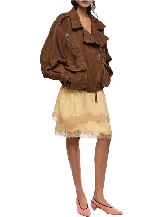 Bimba Y Lola Double-breasted Suede Jacket - Dark Olive
