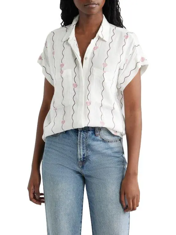 Rails Cito Seashell Print Linen-blend Shirt - Striped Seashells