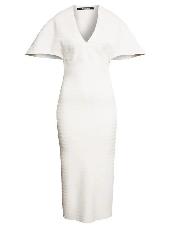 Jacquemus La Robe Maille Stanton Midi Dress - White