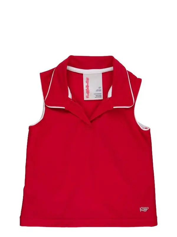RUFFLEBUTTS Upf 50+ Sleeveless Active Polo Top - Red