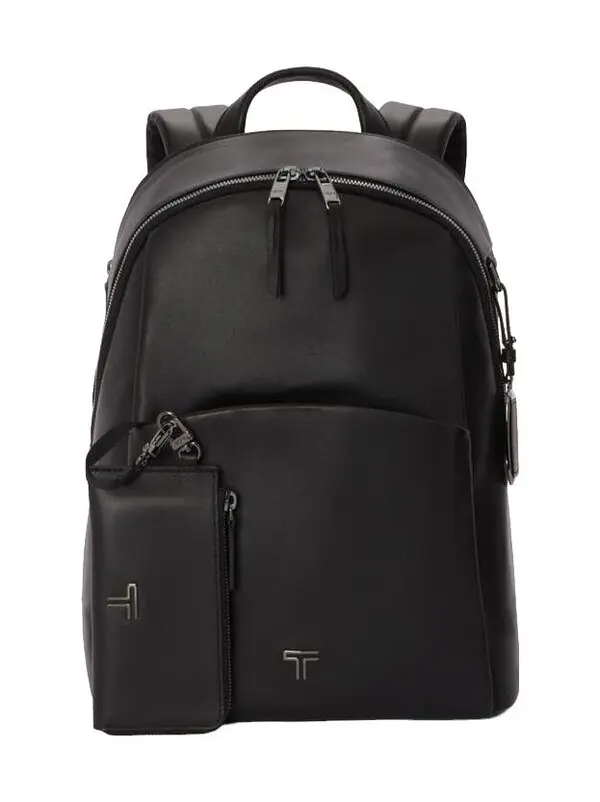 Tumi Raina Medium Leather Backpack - Black/gunmetal