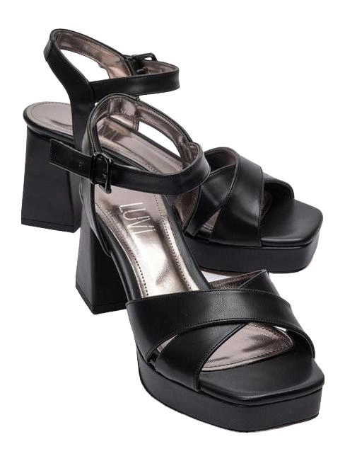 PROLOGUE SHOES Lisbon Platform Block Heel Sandal - Black