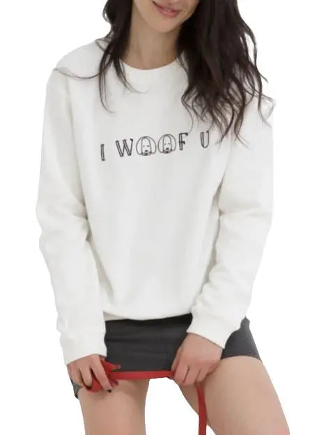 MOSHIQA I Woof U Embroidered Sweatshirt - White