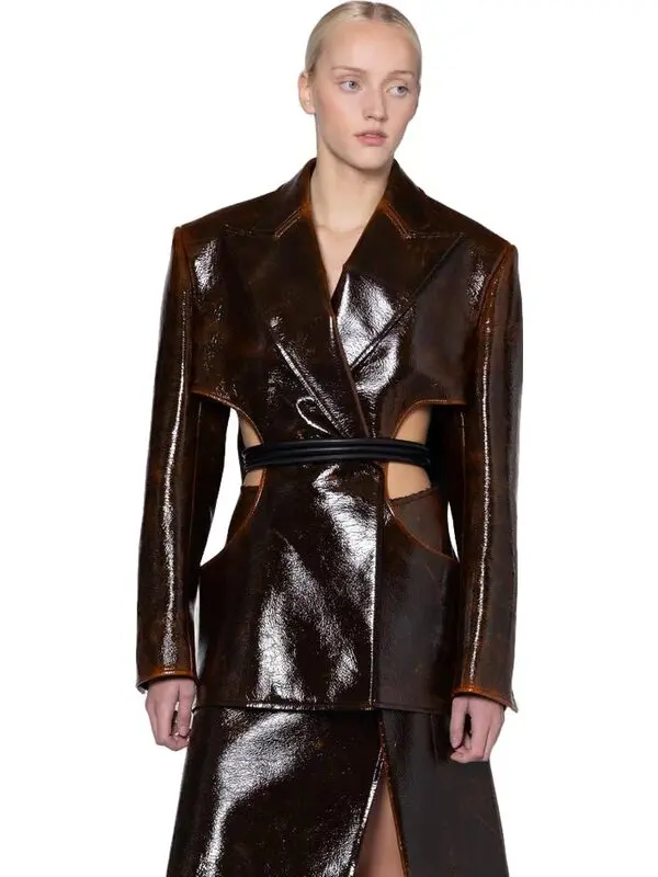 ROKSANDA Aamina Faux Leather Jacket - 302gingerbread