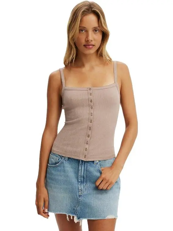 COTTON ON Henley Tank - Taupe