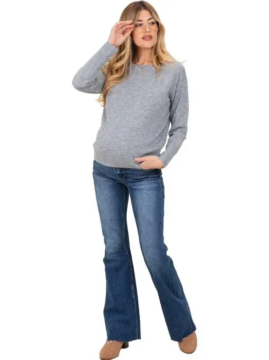 PINKBLUSH Raw Hem Maternity Flare Jeans - Navy Blue