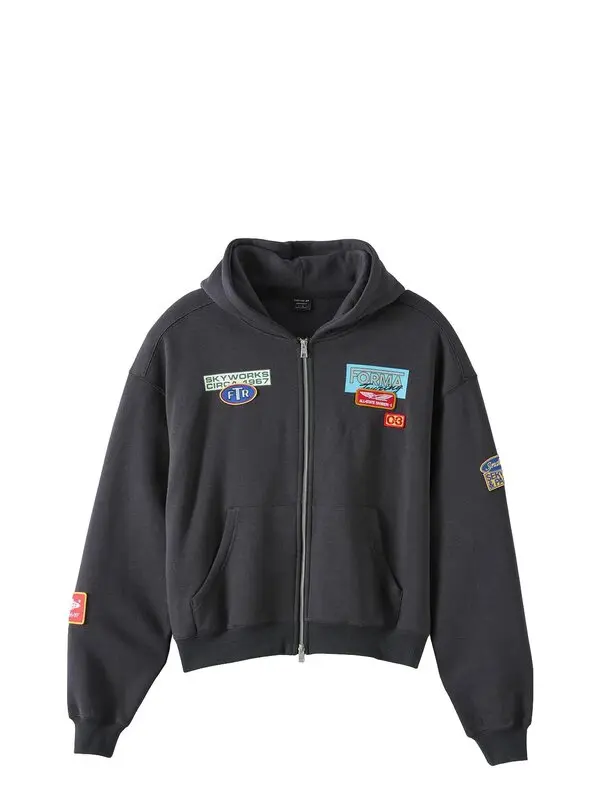COTTON ON Cropped Zip-up Graphic Hoodie - Washed Black  Skyworks