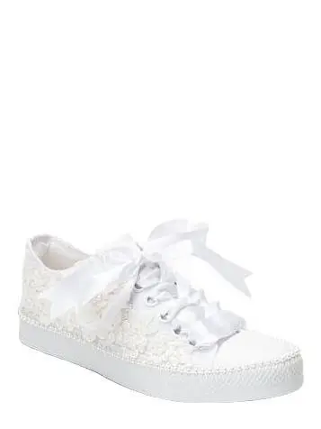 FOREVER & ALWAYS SHOES Marvelle Pearl Lace Bridal Sneaker - Ivory