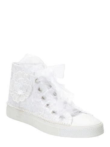 FOREVER & ALWAYS SHOES Mariselle Pearl Lace High-top Sneakers - Ivory