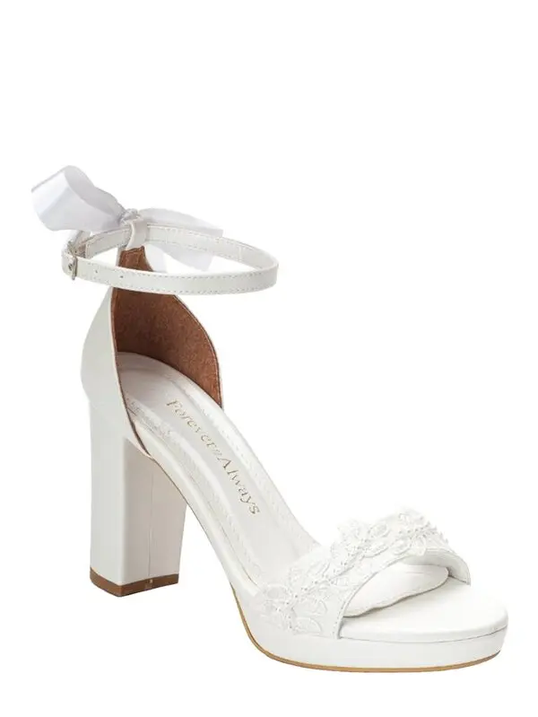 FOREVER & ALWAYS SHOES Vivienne Back Bow Wedding Heel - Ivory