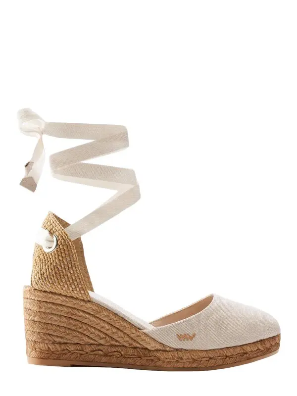 VISCATA Sagaro Canvas Espadrille Wedges - Beige