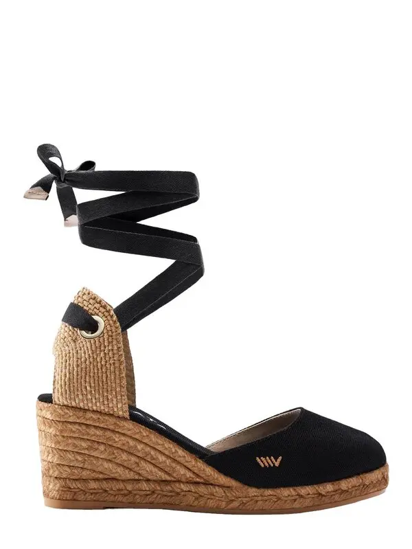 VISCATA Sagaro Canvas Espadrille Wedges - Black