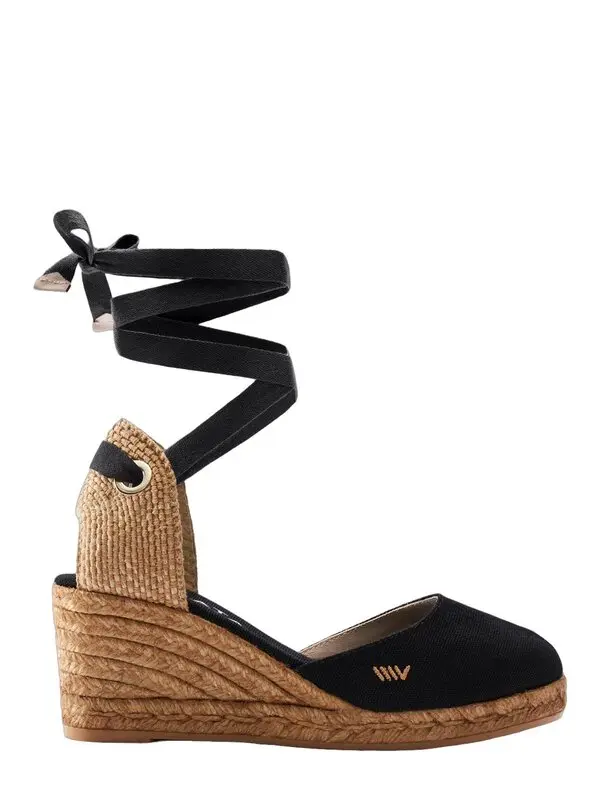 VISCATA Sagaro Canvas Espadrille Wedges - Black