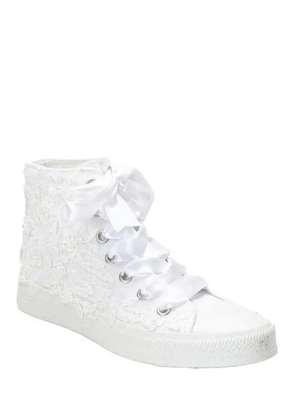 FOREVER & ALWAYS SHOES Isolde Lace High Top Bridal Sneaker - Ivory