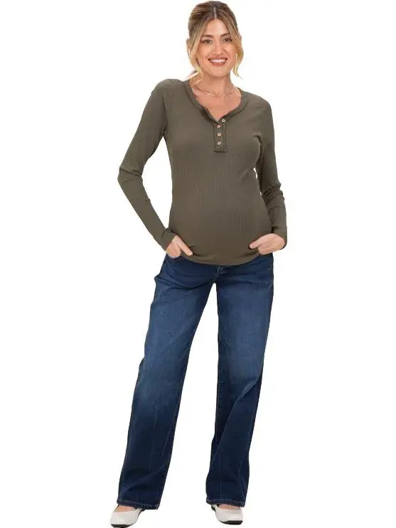 PINKBLUSH Boyfriend Fit Maternity Jeans - Navy Blue