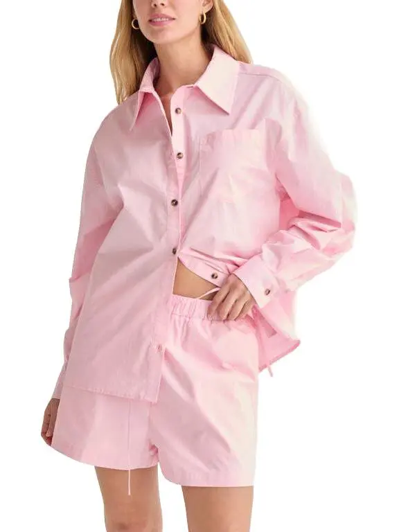 CRESCENT Oversized Poplin Shirt Two-piece Set - Pink