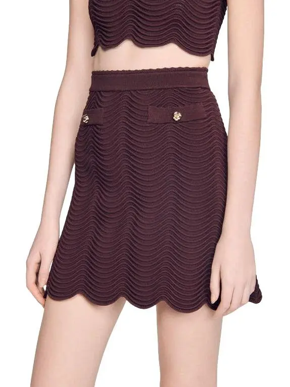 Sandro Short Knit Skirt - Brown