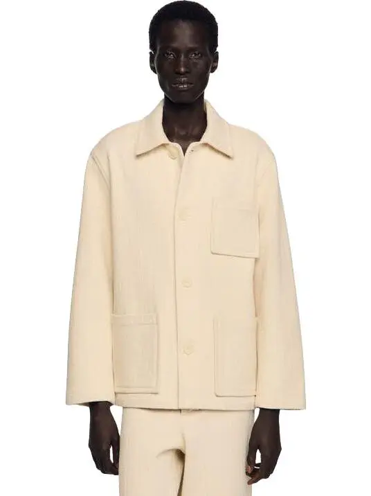 Sandro Cotton Worker Jacket - Ecru