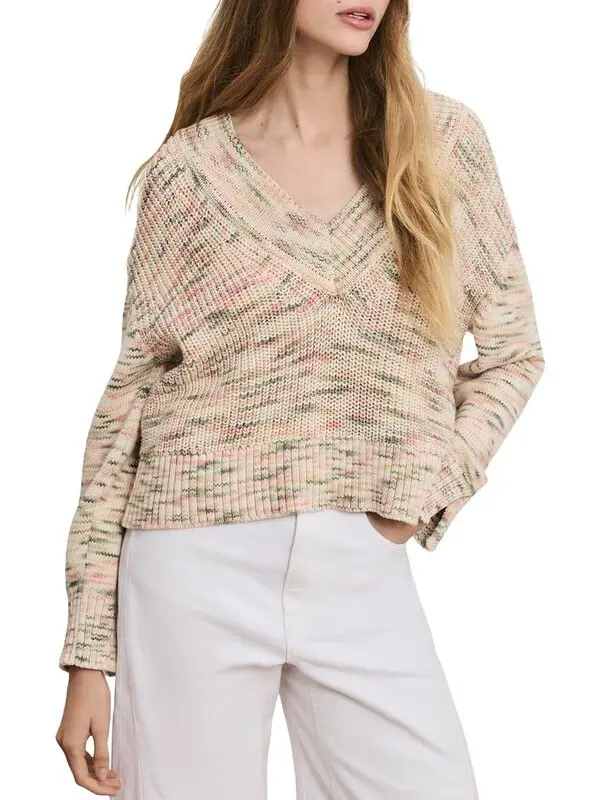 Veronica Beard Anola Space Dye Cotton Sweater - Petal Multi