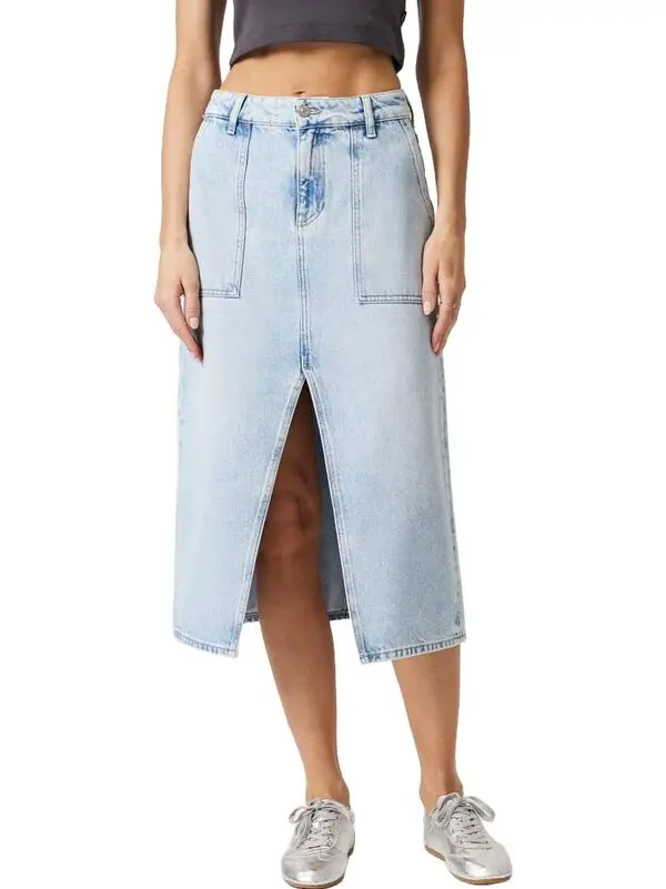 MAVI Savina Denim Utility Midi Skirt - Bleached Well Blue