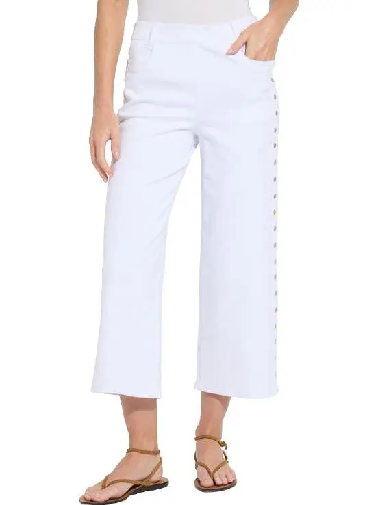 Lyssé Willa Scallop Studded Crop Jeans - White